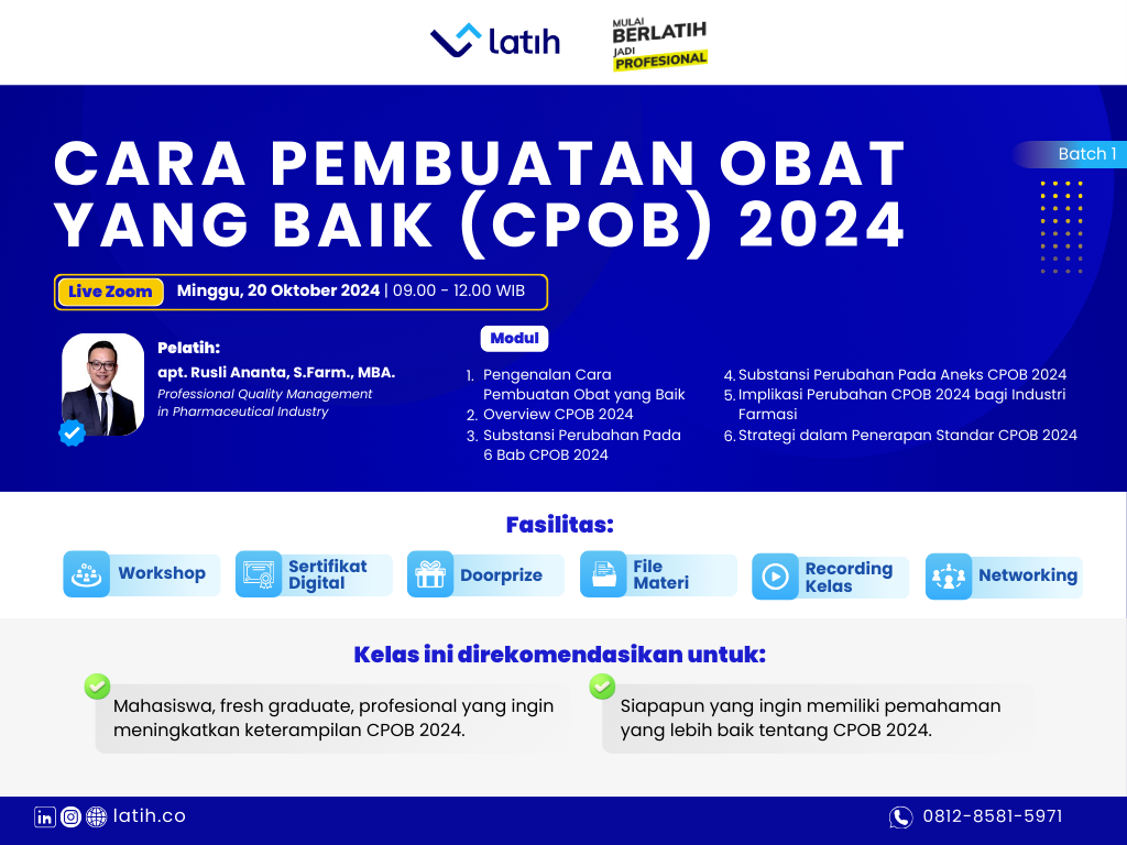 Kelas Profesi - Cara Pembuatan Obat yang Baik (CPOB) 2024 Batch 1 | GOERS
